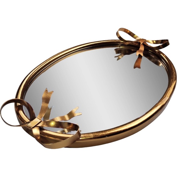 Three Hands | Storage & Organization | Large Gold Bow Mirror Tray Table ...